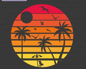 Sunset SVG PNG Vacation by the Sea Design Svg Sublimation | Etsy