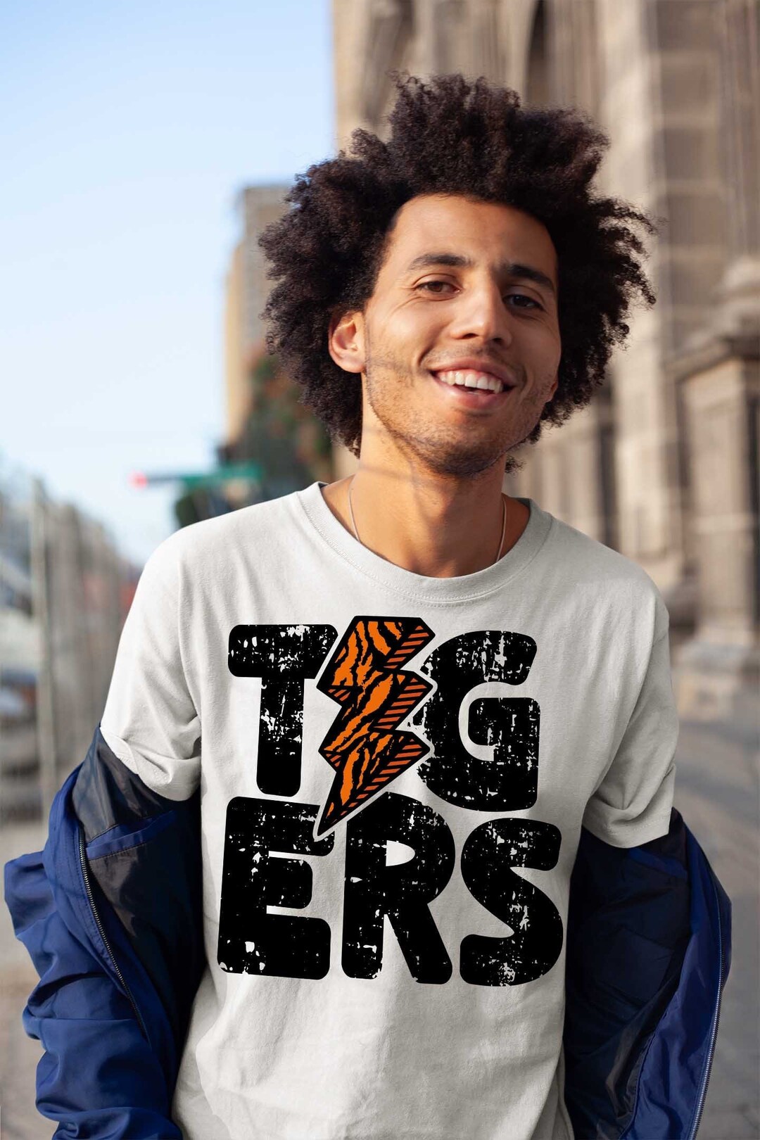 Custom Tigers Team Mascot Leopard Lightning Bolt Distressed Digital ...