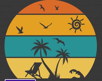 Sunset SVG PNG Vacation by the Sea Design Svg Sublimation | Etsy