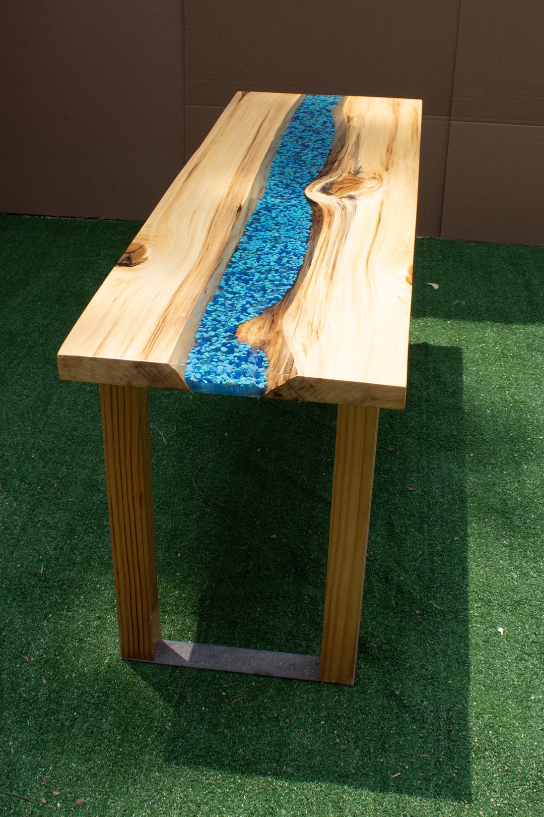 Clear Epoxy Resin Table Set live Edge Coffe Counter natural Wood Side ...