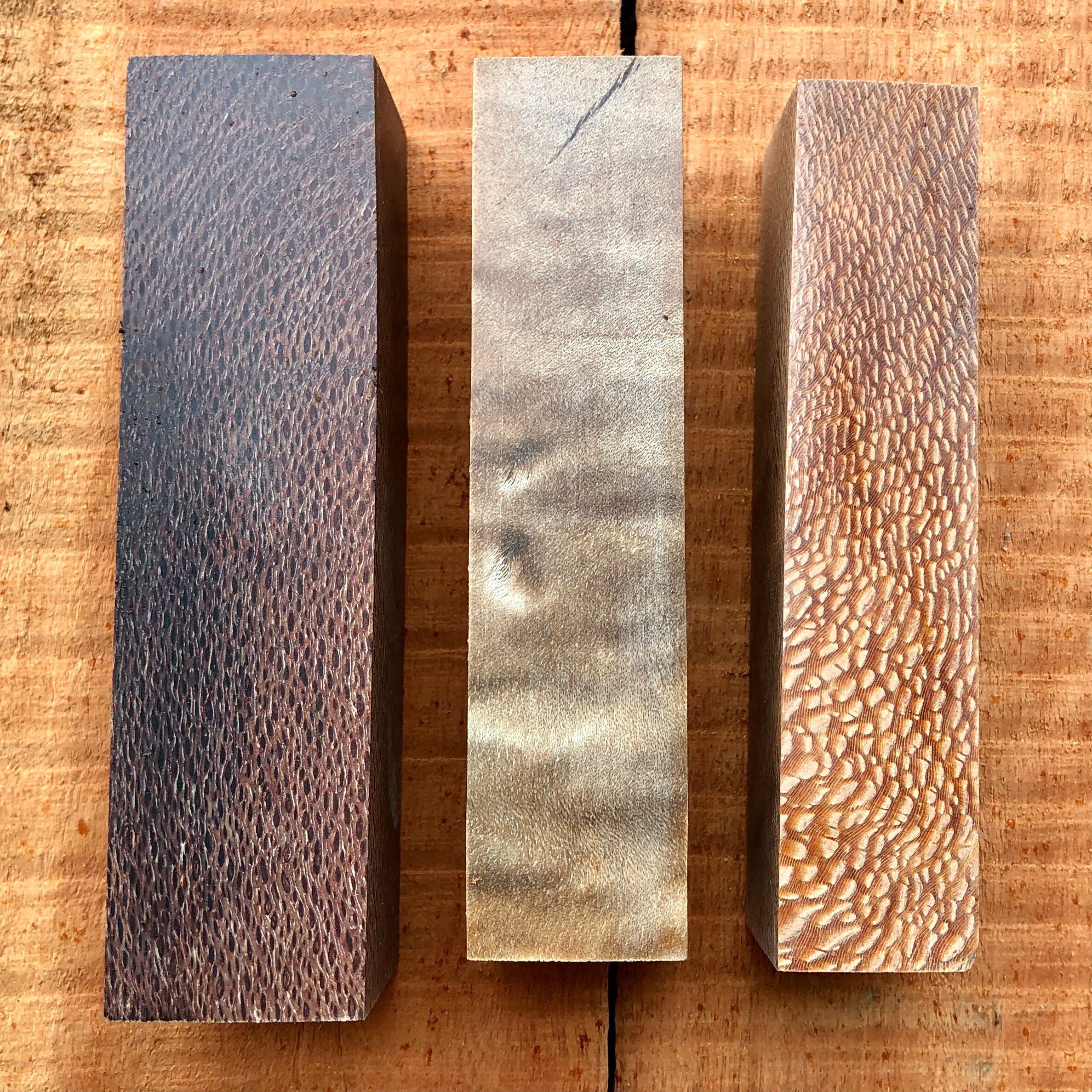 Three Stabilized Hawaiian Hardwood Blocks: Macadamia, Queensland Maple ...