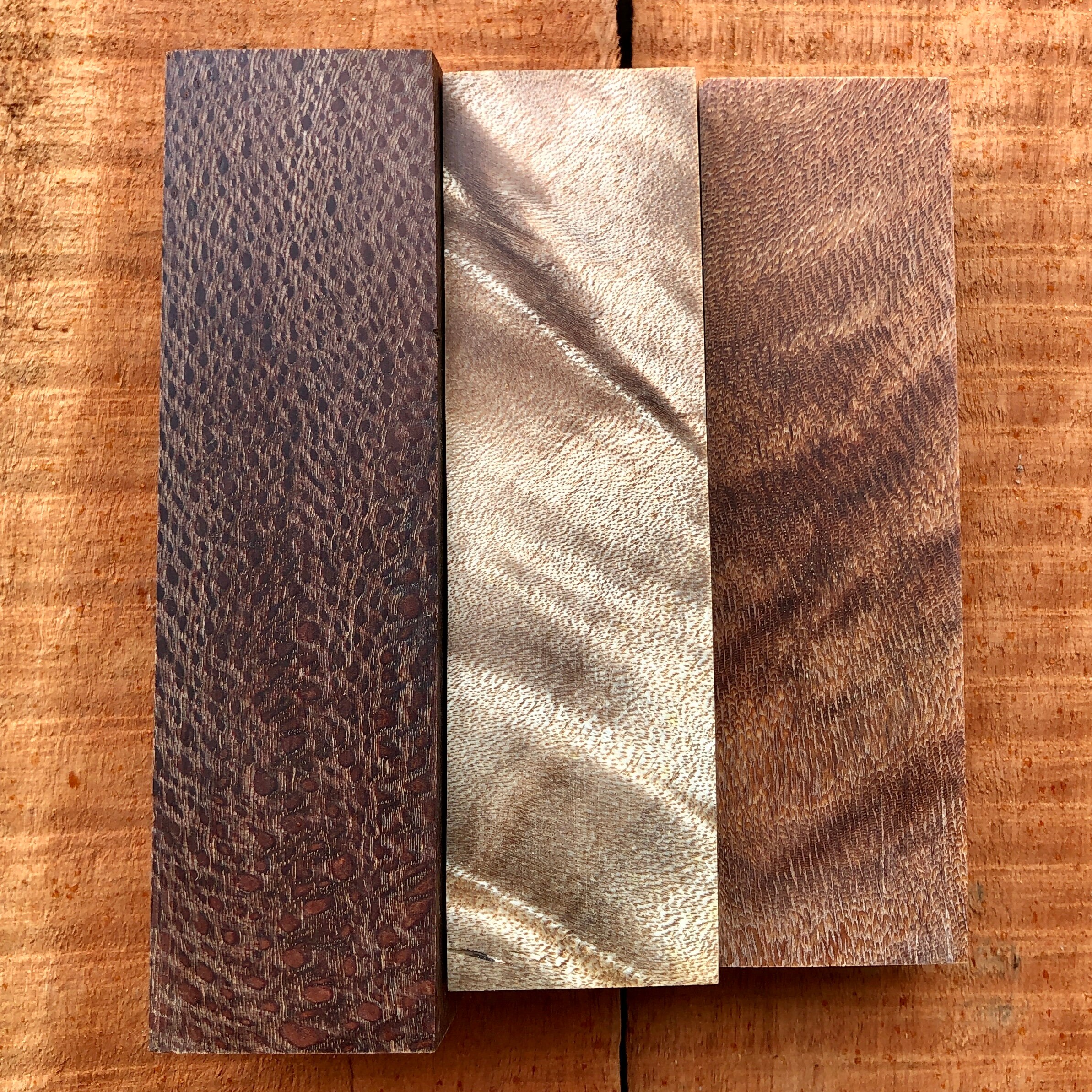Three Stabilized Hawaiian Hardwood Blocks: Macadamia, Queensland Maple ...