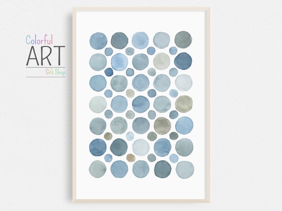 Art Download Blue Circle Art Prints Abstract Watercolor | Etsy