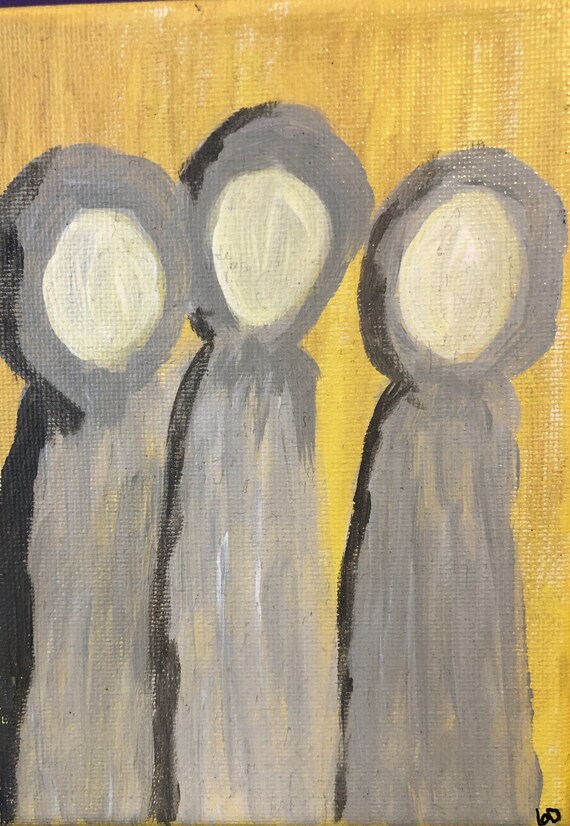 Three Wise Angels Acrylic Painting on a 5x7 Wrapped Canvas - Etsy