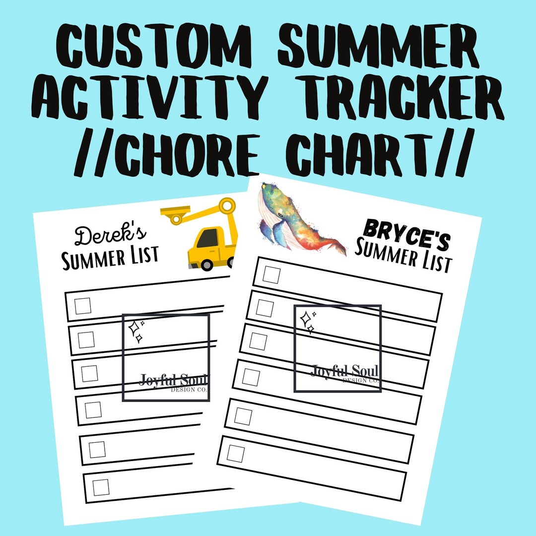 Children's Summer Tracker //chore Chart// Kid's Summer To-do List ...