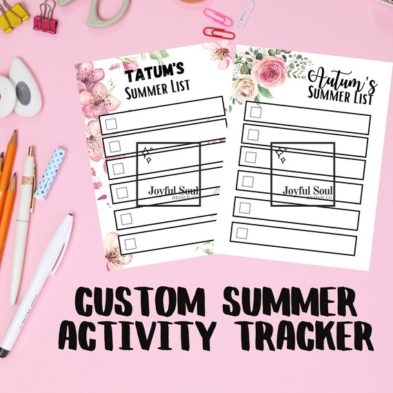 Watercolor Flower Children's Summer Tracker // Kid's | Etsy