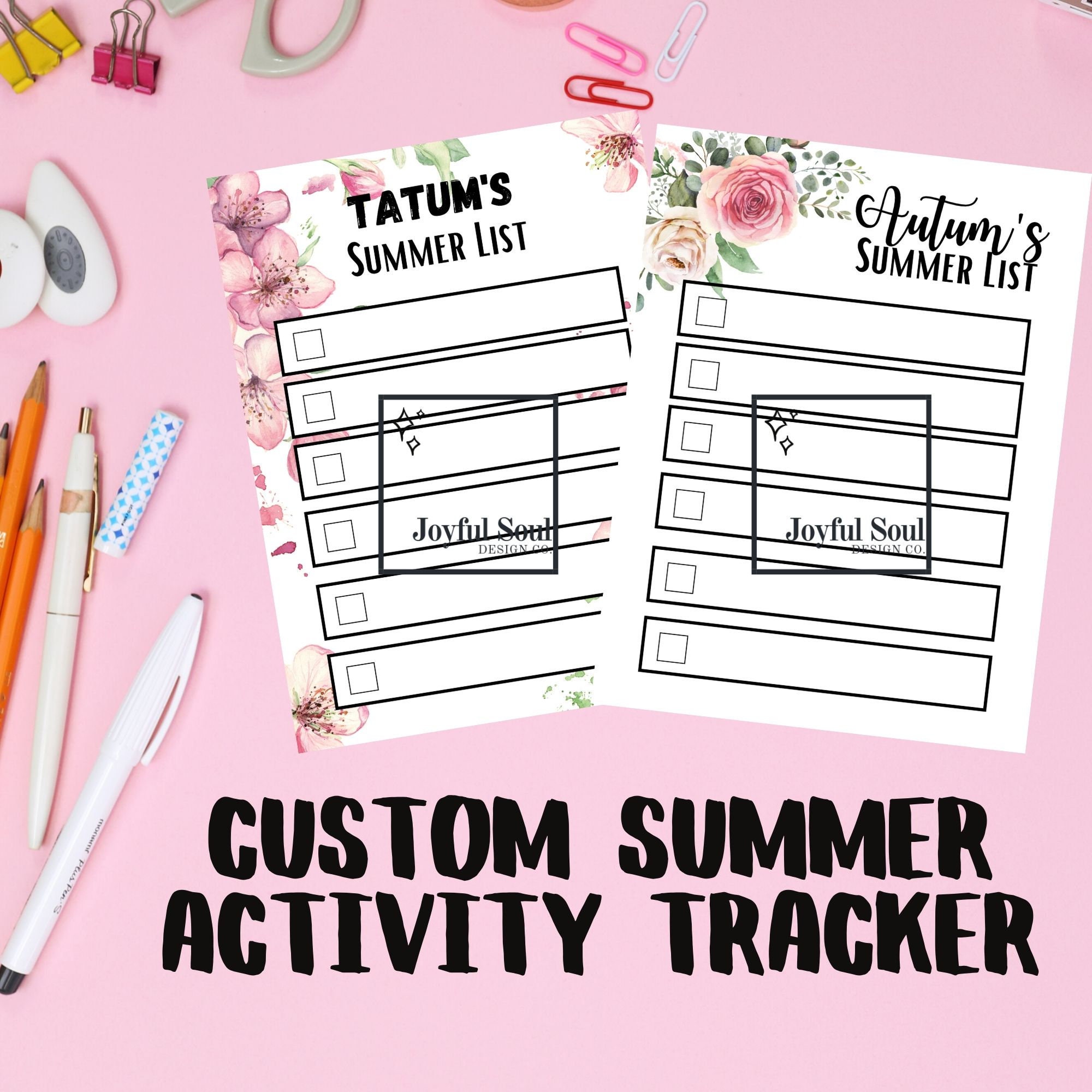 Watercolor Flower Children's Summer Tracker // Kid's Summer To-do List ...