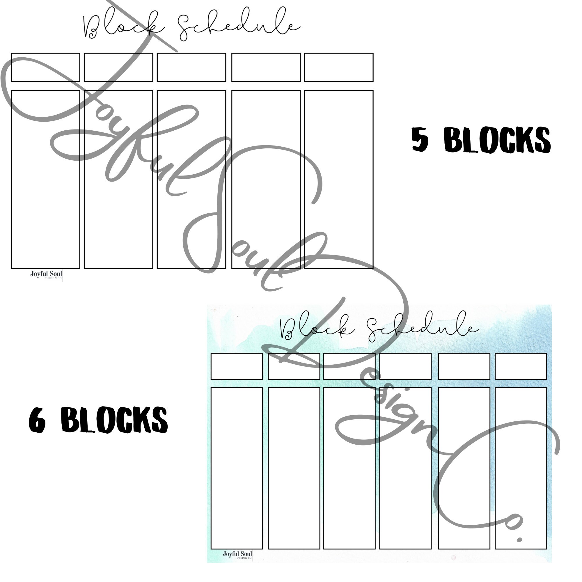 Blue & Green Watercolor Block Schedule Printable / Planner /instant ...