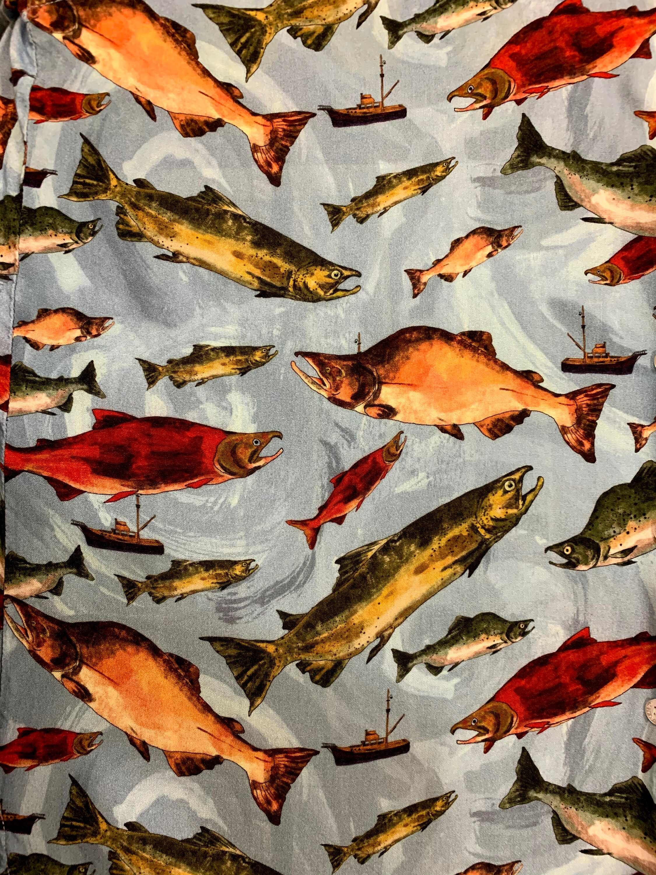 Salmon Fishes Shirt: Men's Alaska Outdoors Aloha Shirt - Etsy