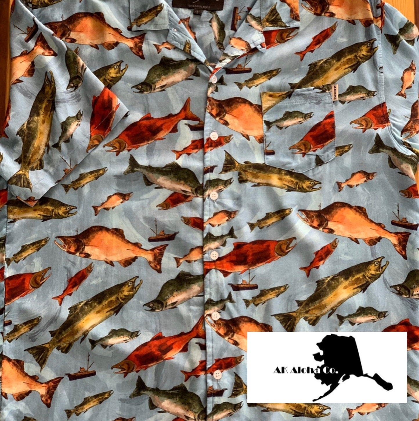 Salmon Fishes Shirt: Men's Alaska Outdoors Aloha Shirt - Etsy