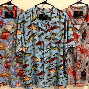 Salmon Fishes Shirt: Men's Alaska Outdoors Aloha Shirt - Etsy