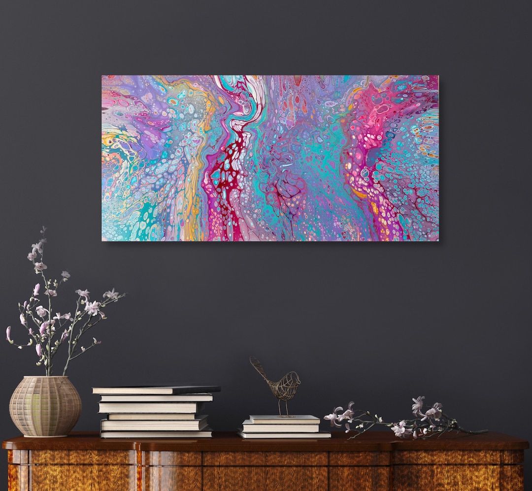 Original Abstract Acrylic Pour Painting on Canvas, Modern Canvas Wall ...