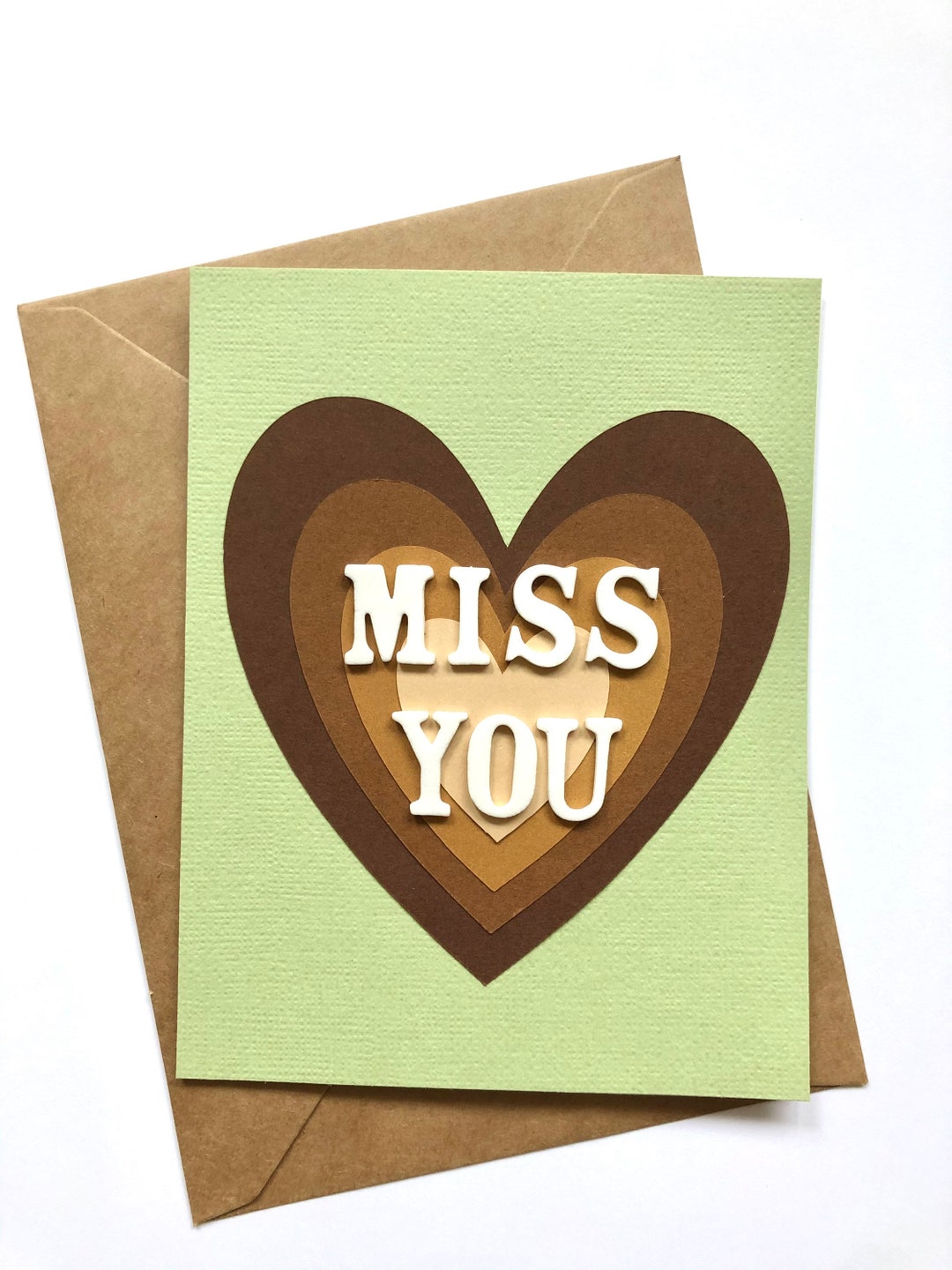 Latte Heart Miss You Card - Etsy