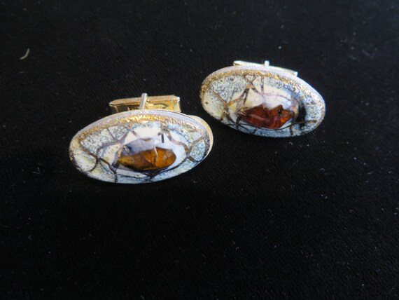 Midcentury Victoria Flemming NY Oval Gold & Amber Abs… - Gem