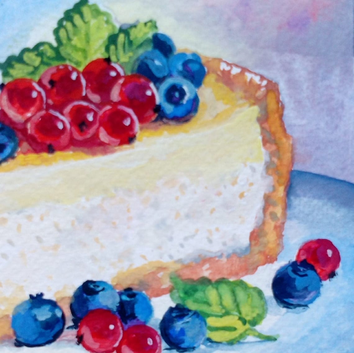 Cheesecake Painting Dessert Original Wall Art Food Artwork | Etsy