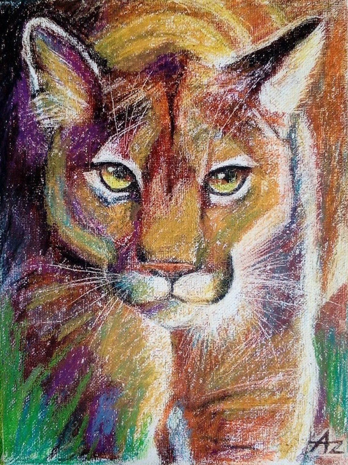 Puma Painting Original Art Animal Predator Art Small Wall Art | Etsy