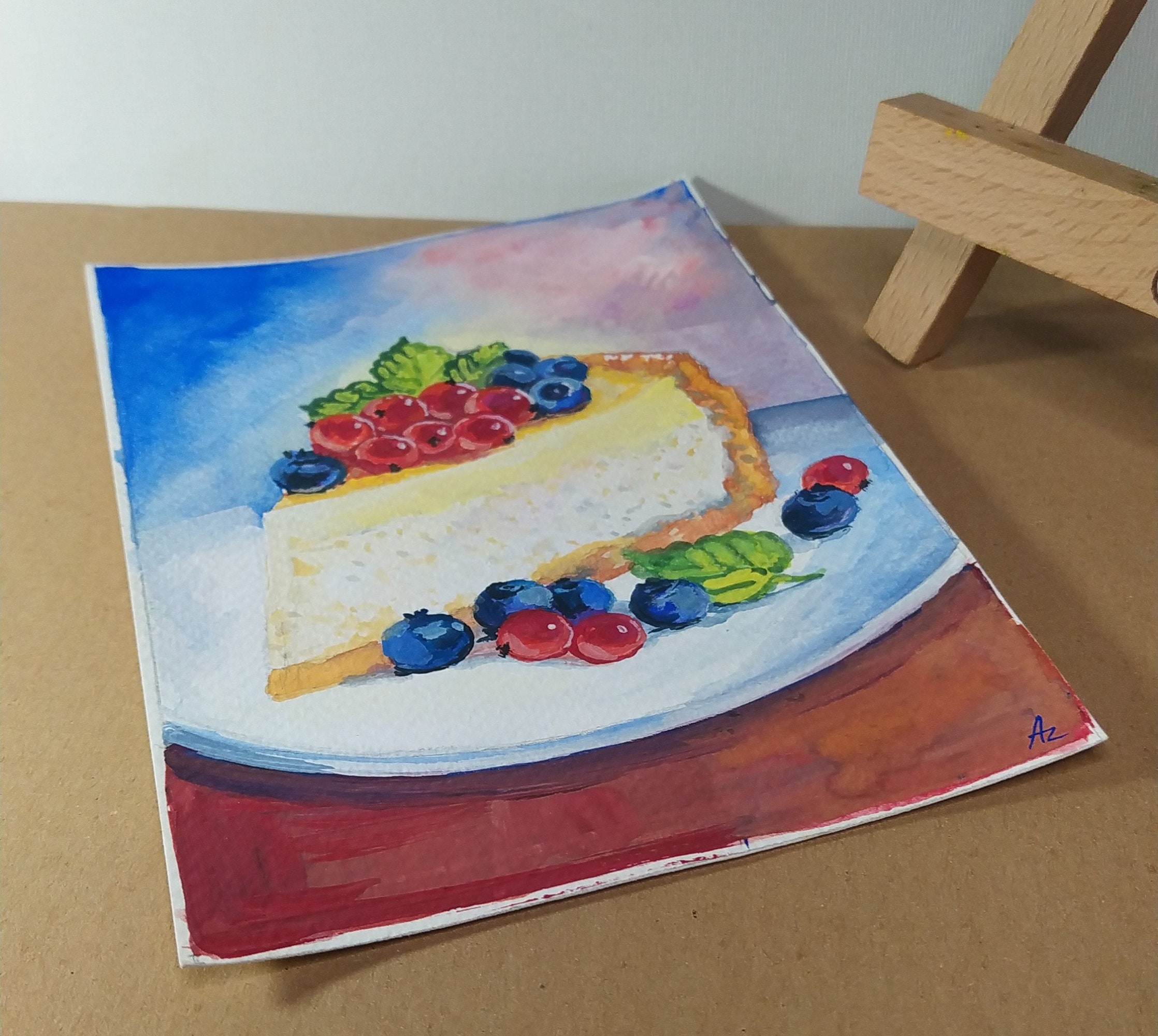 Cheesecake Painting Dessert Original Wall Art Food Artwork | Etsy