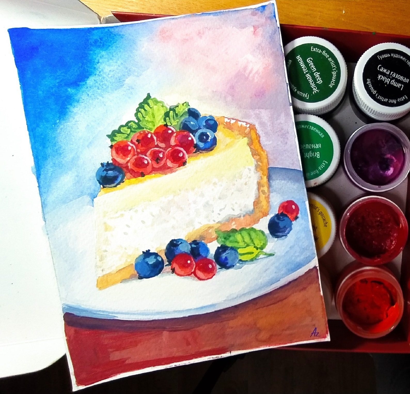 Cheesecake Painting Dessert Original Wall Art Food Artwork | Etsy