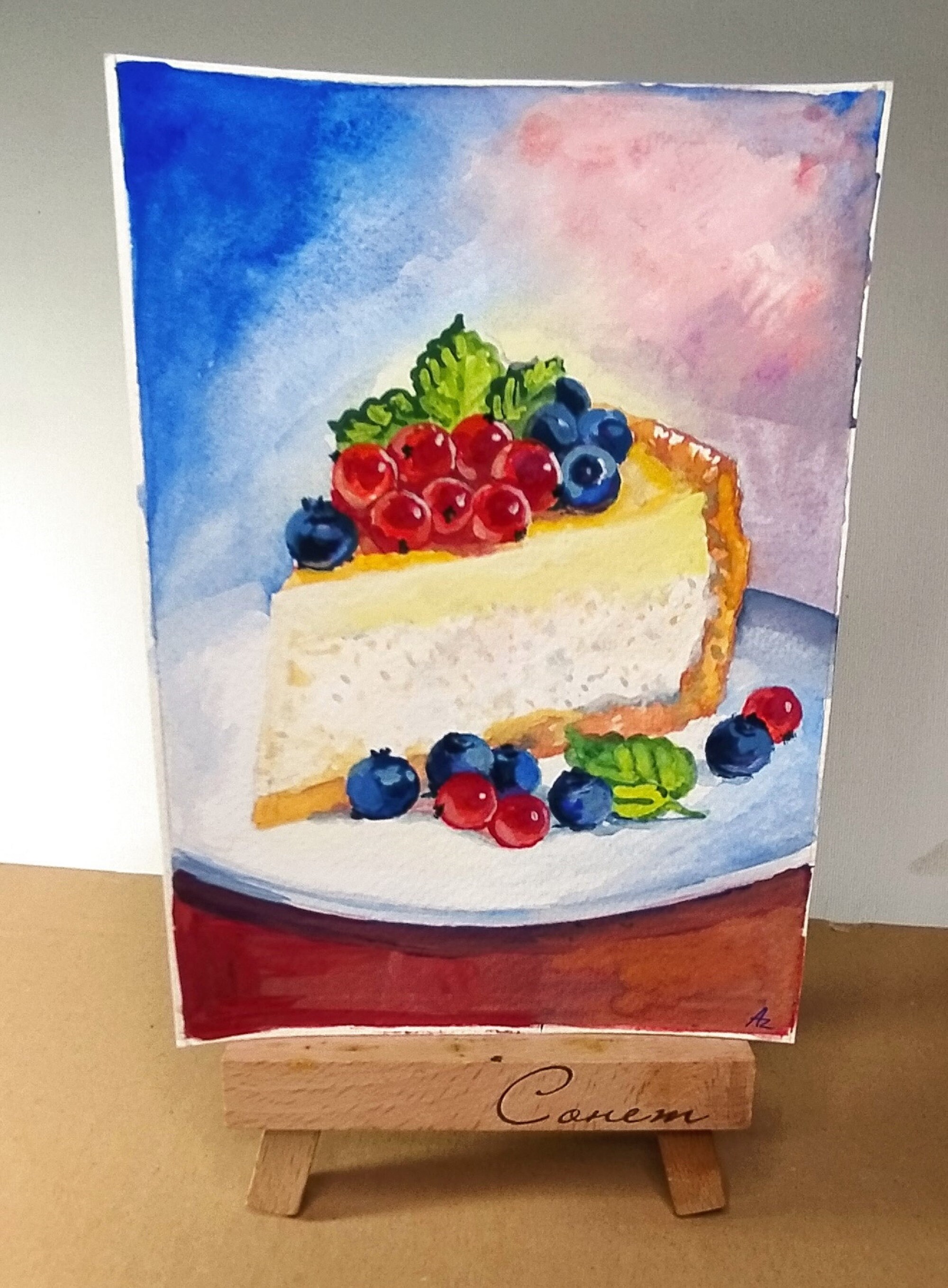 Cheesecake Painting Dessert Original Wall Art Food Artwork | Etsy