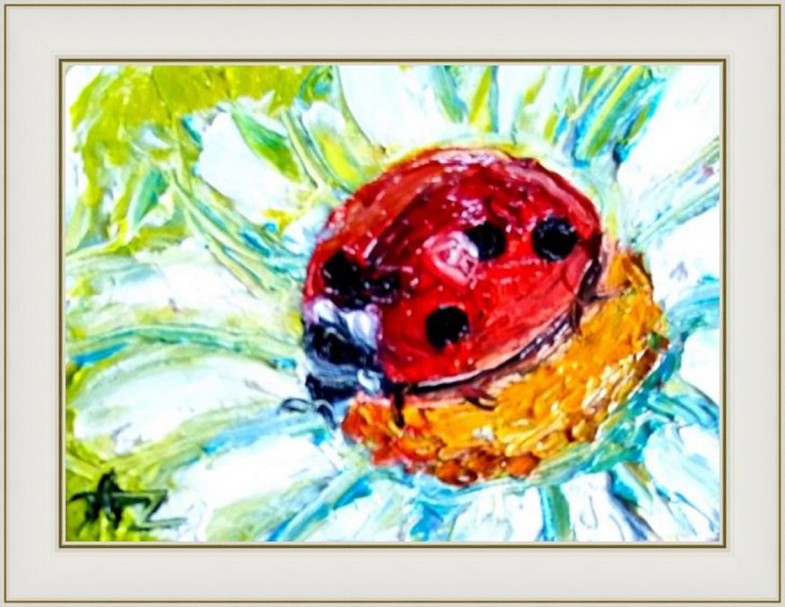 Ladybug Painting Original Art Card Insect artwork Floral Art | Etsy