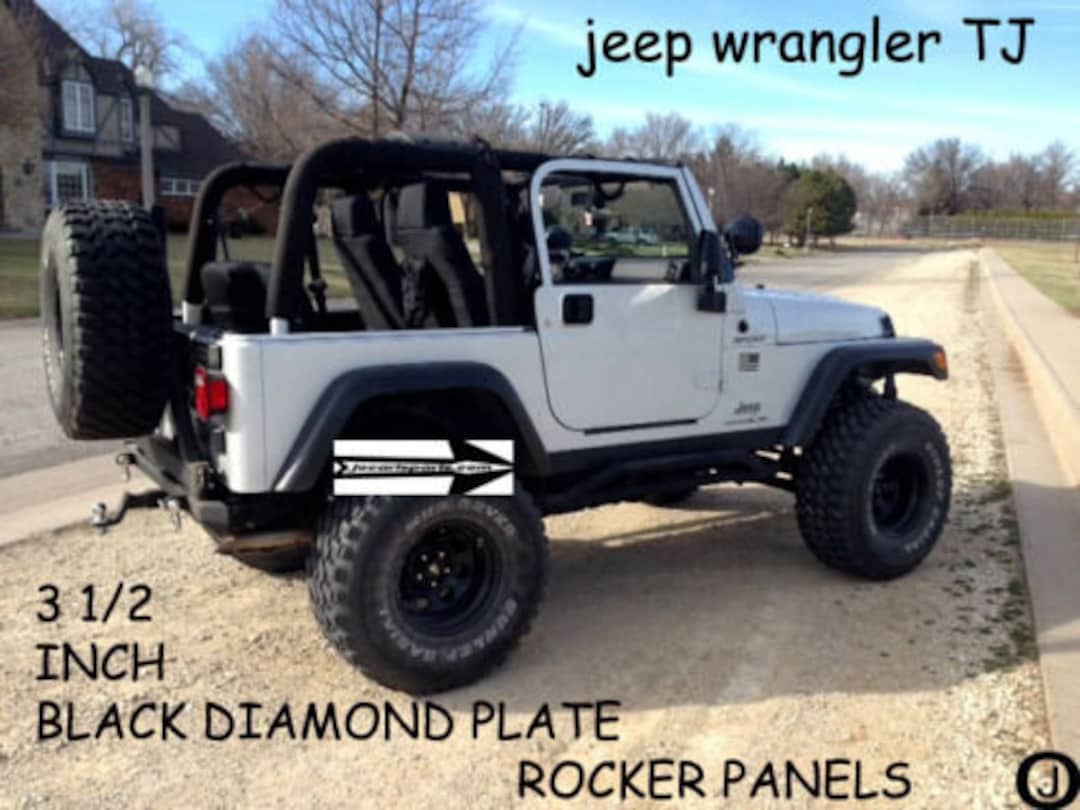 Fits Jeep TJ Wrangler 3 1/2" Tall BLACK Rubber Coated Diamond Plate ...