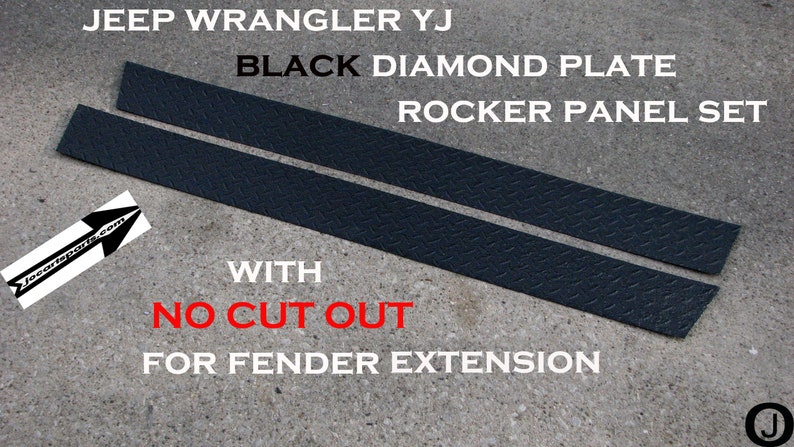 Fits Jeep YJ Black Aluminum Diamond Plate Side Rocker Panels With No ...