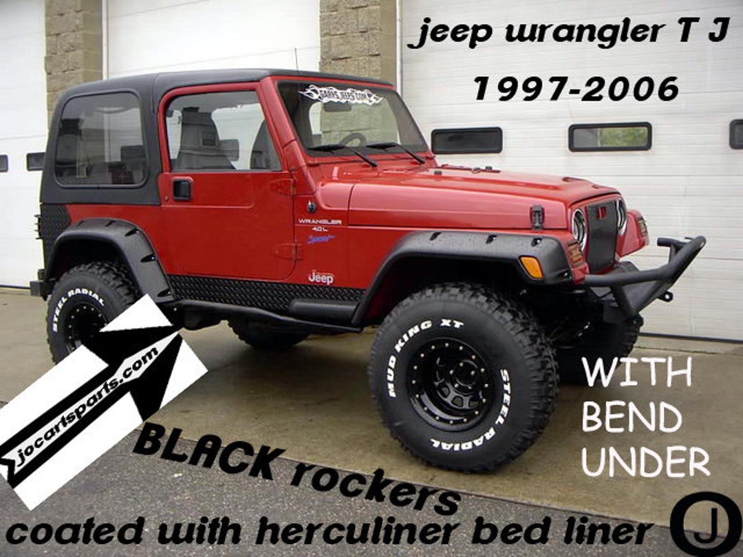 Fits JEEP Wrangler TJ Black Aluminum Diamond Plate Side Rocker Panels 1 ...