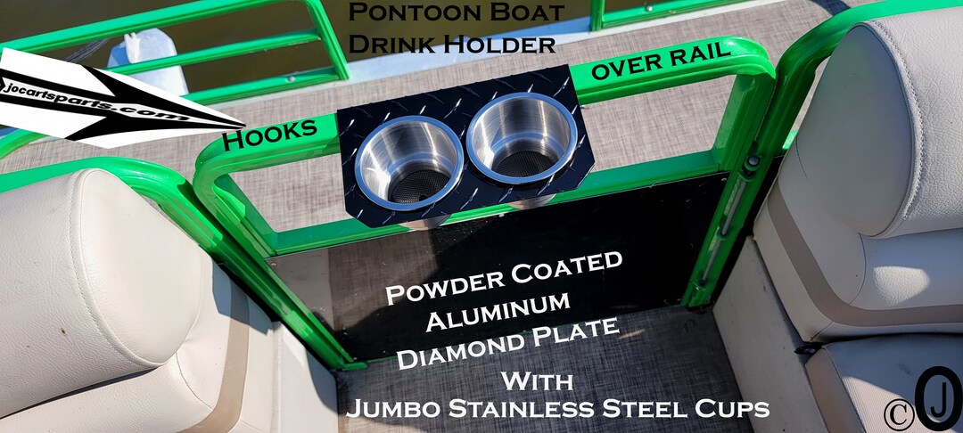 Pontoon Boat Powder Coated Drink Holder With 2 Jumbo Stainless Steel ...