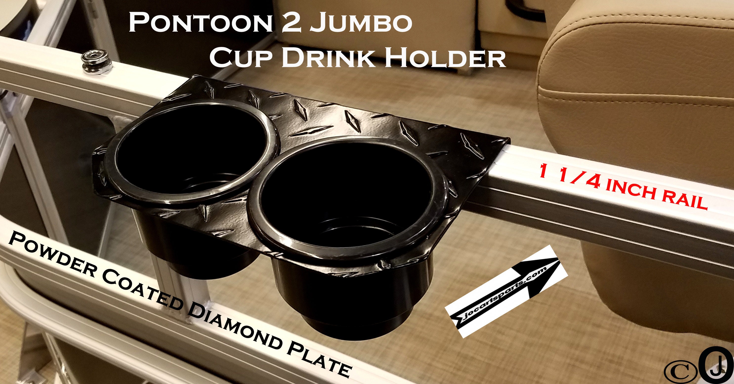 Pontoon Boat 2 Jumbo Cup Drink Holder Powder Coated Aluminum Diamond ...