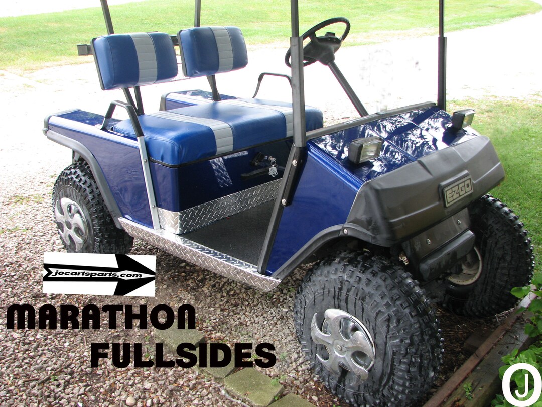 Fits Ezgo Marathon Golf Cart Aluminum Diamond Plate FULLSIDE ROCKER Set ...