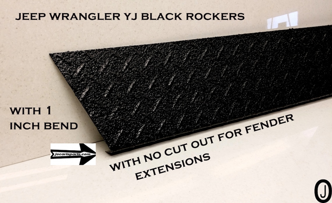 Fits Jeep YJ Black Alum Diamond Plate Rocker Panel Set With No Cut Out ...