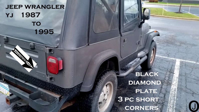 Fits Jeep YJ Wrangler 3 1/2 BLACK Alum Diamond Plate SHORT Corners ...