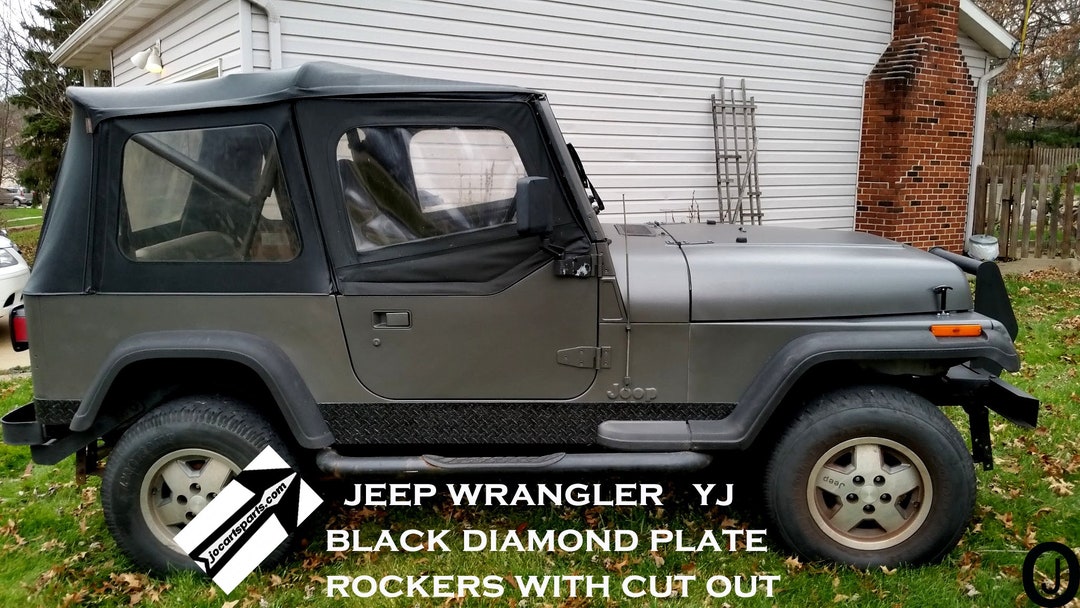 Fits Jeep Wrangler YJ Black Aluminum Diamond Plate Side Rocker Panel ...