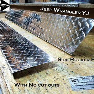 Fits JEEP YJ Wrangler Diamond Plate Rocker Panels No Cut Outs & 1 Inch ...