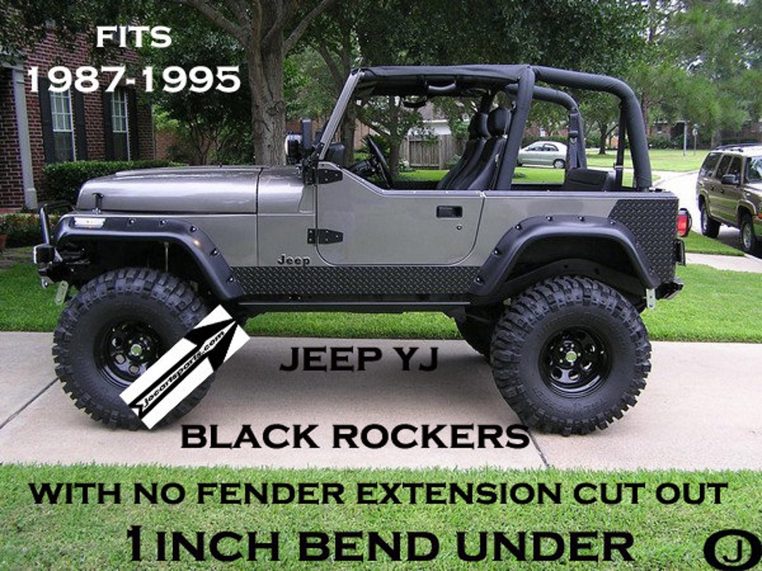 Fits Jeep YJ Black Alum Diamond Plate Rocker Panel Set With No Cut Out ...