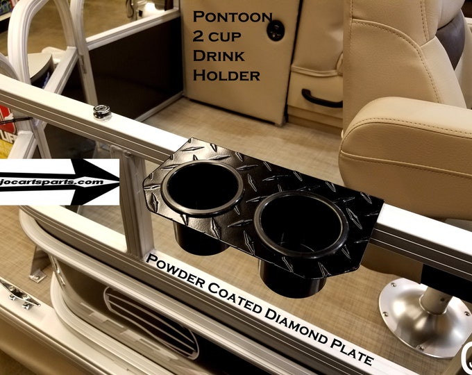 Pontoon Boat Powder Coated Aluminum Diamond Plate 2 Cup Holder Fits 1 ...