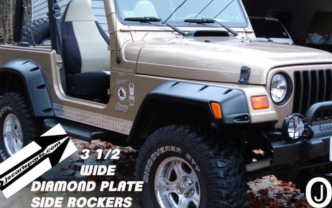 Fits Jeep TJ Wrangler 3 1/2" Wide Polished Aluminum Diamond Plate ...
