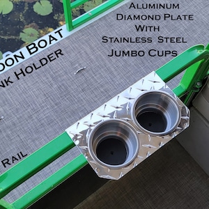 Pontoon Boat 2 JUMBO Stainless Steel Cup Holder Fits Over 1 1/4 Inch ...