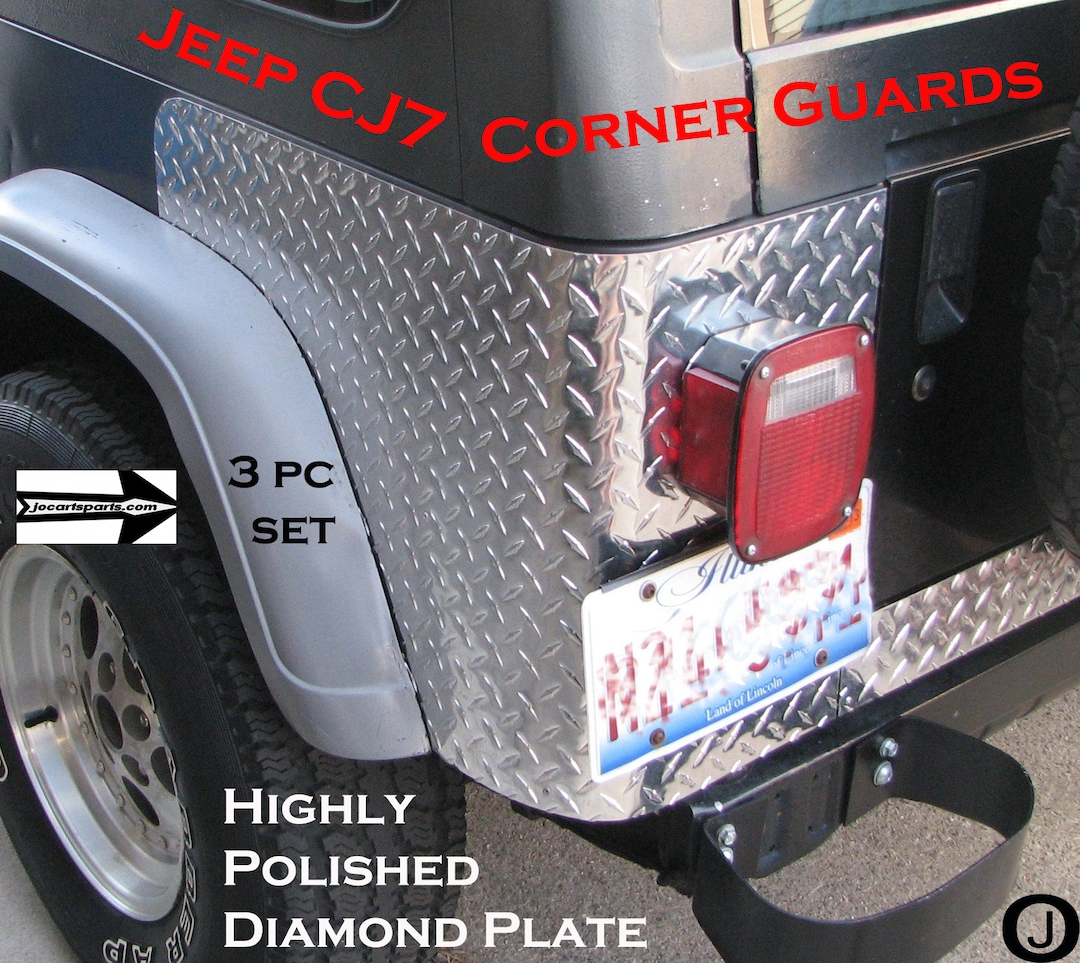 Fits Jeep CJ7 3 Pc Alum Diamond Plate Rear Quarter Panel Corner Guards ...