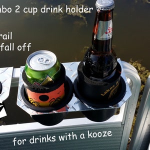 Pontoon Boat 2 JUMBO Cup Drink Holder Aluminum Diamond Plate Fits 1 1/4 ...