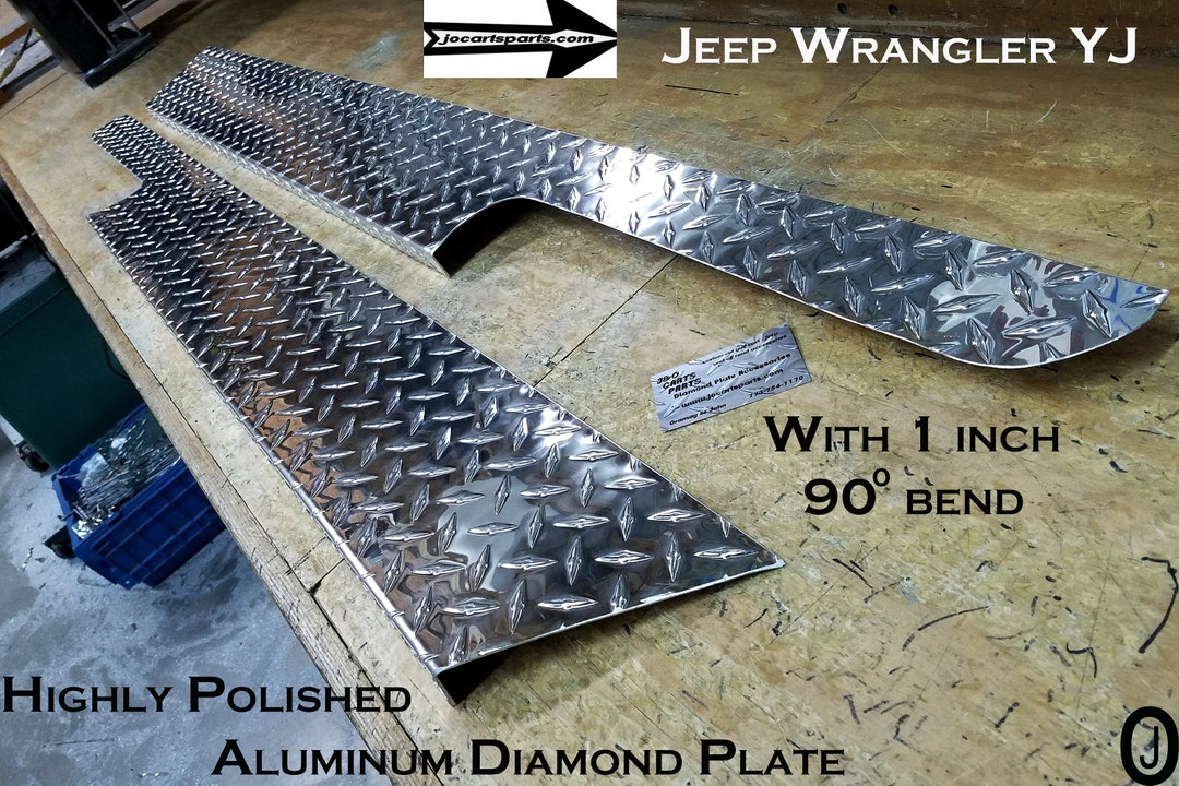 Fits JEEP YJ Wrangler 6 Inch Tall Diamond Plate Rocker Panel Guards ...