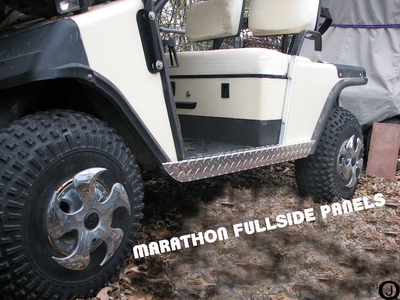 Fits Ezgo Marathon Golf Cart Aluminum Diamond Plate FULLSIDE ROCKER Set ...