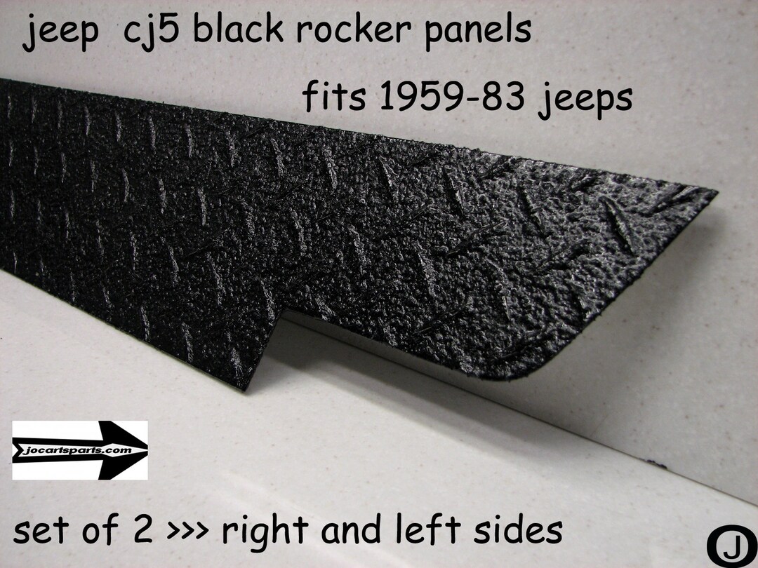 Fits JEEP CJ5 Black Rubber Coated Diamond Plate Side Rocker Panel Set 5 ...