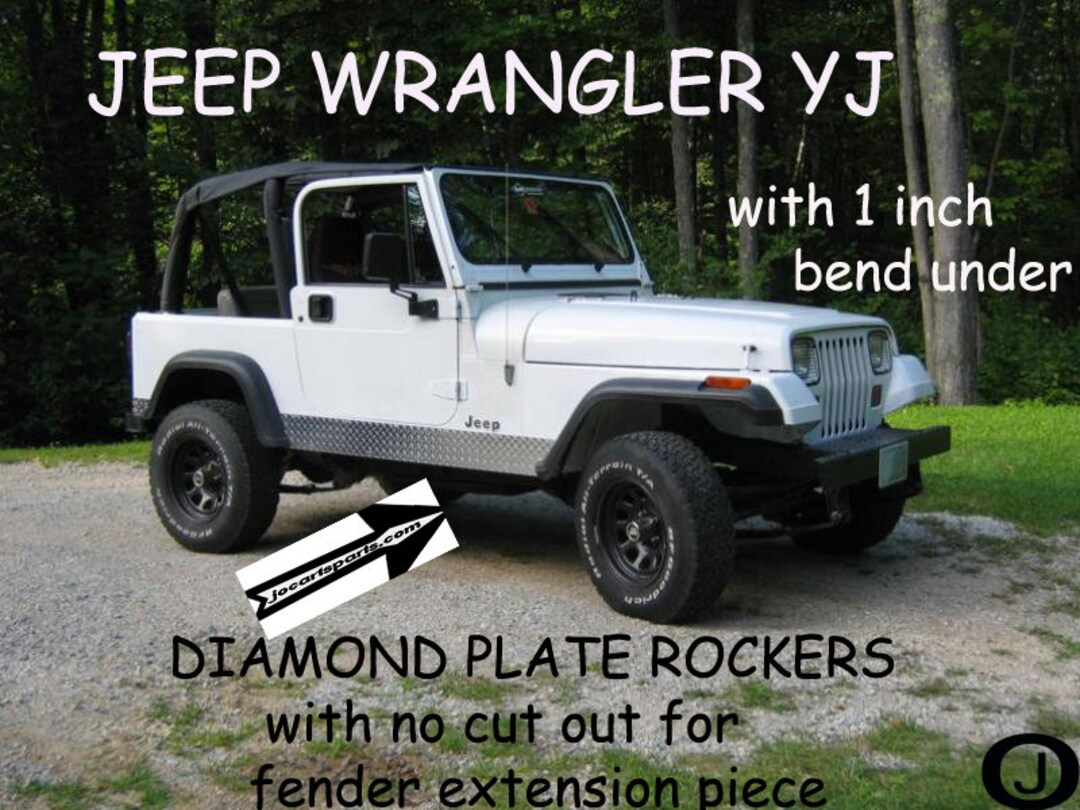 Fits JEEP YJ Wrangler Diamond Plate Rocker Panels No Cut Outs & 1 Inch ...