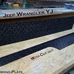 Fits Jeep Wrangler YJ Black Aluminum Diamond Plate Side Rocker Panel ...
