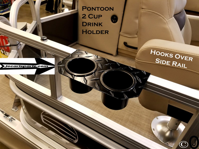 Pontoon Boat Powder Coated Aluminum Diamond Plate 2 Cup Holder Fits 1 ...