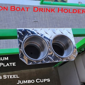 Pontoon Boat 2 JUMBO Stainless Steel Cup Holder Fits Over 1 1/4 Inch ...