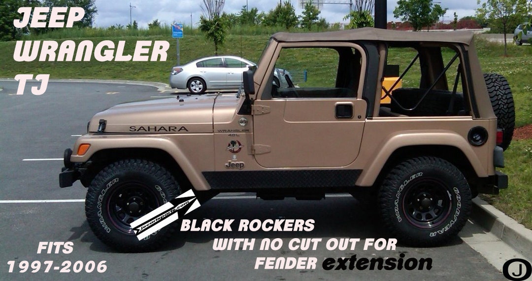 Fits Jeep TJ Black Alum Diamond Plate Rocker Panels No Cut Out SET 5 3/ ...