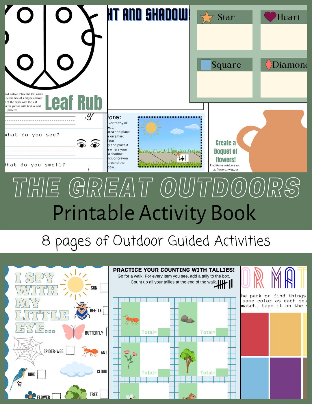 Outdoor Printable Toddler/ Kinder Activity Sheets, Educational ...