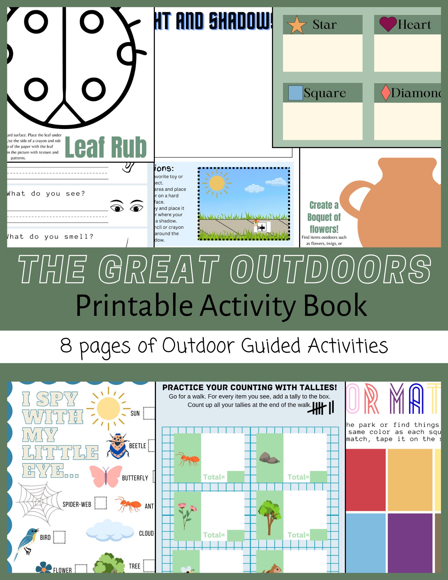 Outdoor Printable Toddler/ Kinder Activity Sheets - Etsy